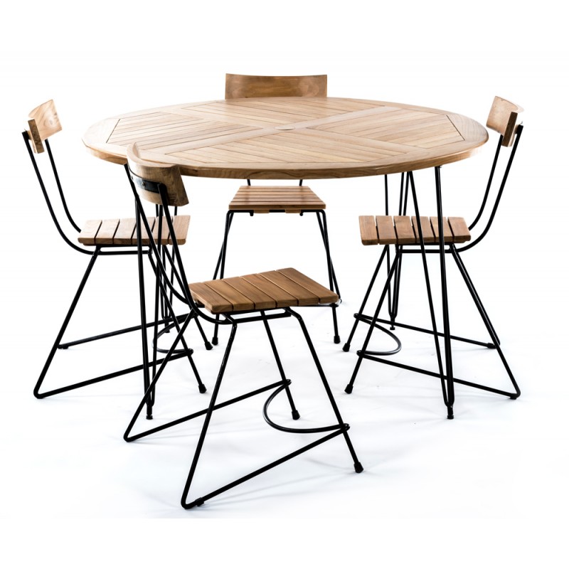 Table Métal Teck Ronde